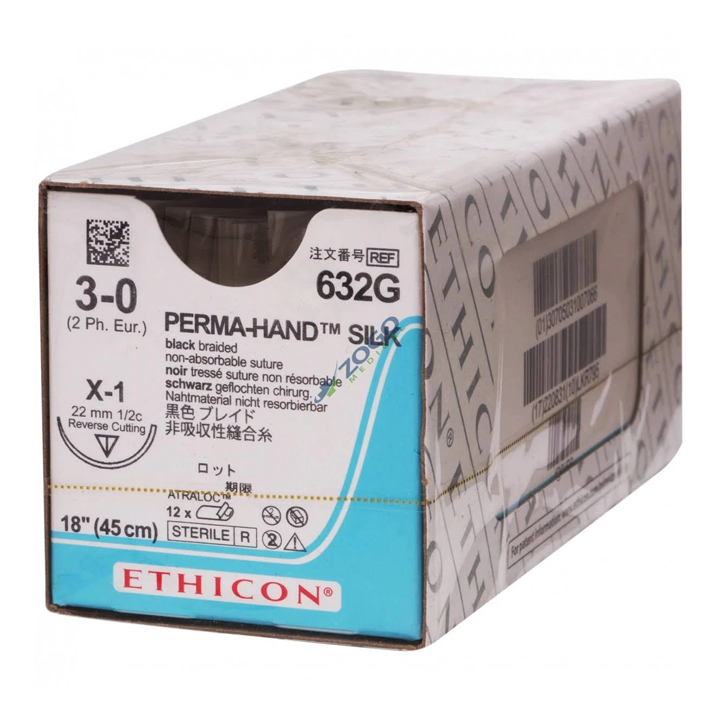 Ethicon 632G Sutures 3-0 SILK black X-1 18'' 12/Box – Bondi Medical Supplies Inc