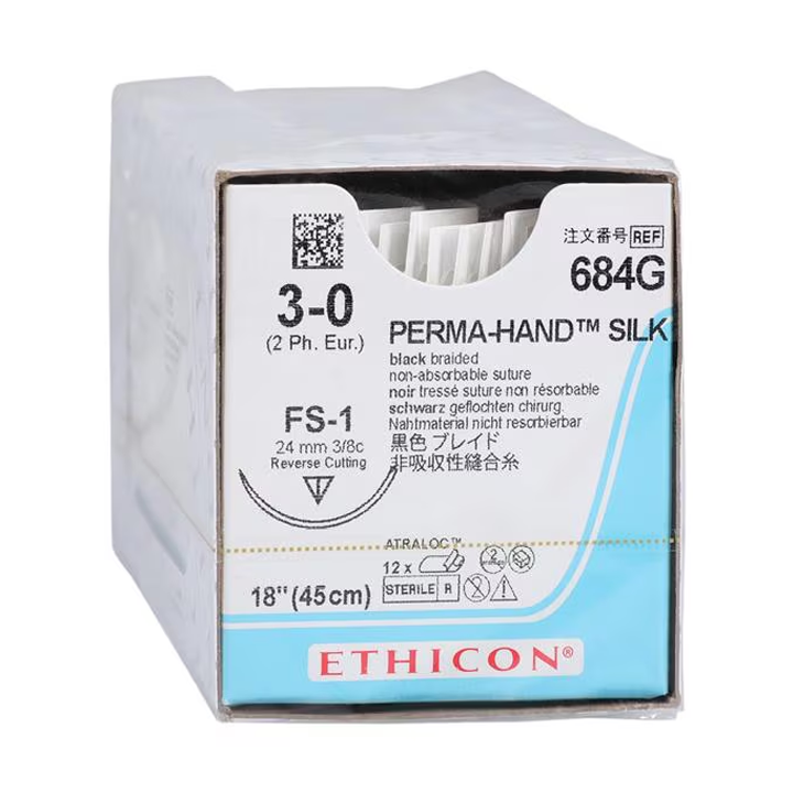 Ethicon 684G Sutures 3-0 SILK black FS-1 18'' 12/Box – Bondi Medical Supplies Inc