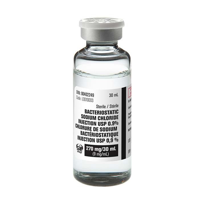 Sodium Chloride 0.9% Bacteriostatic Preservative Vial for Injection 30 ...