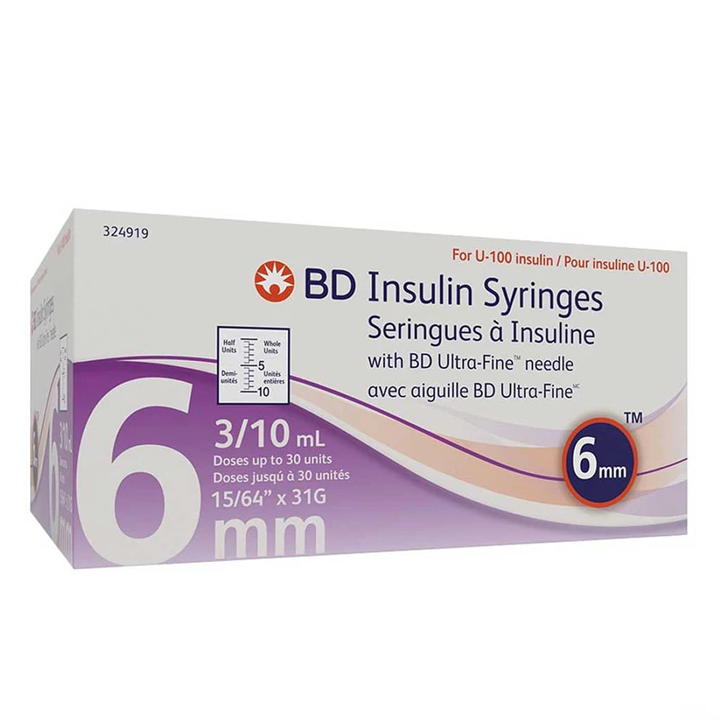 BD Ultra-Fine™ insulin / Botox Syringes 3/10cc 31G 6mm BD 324919 ...