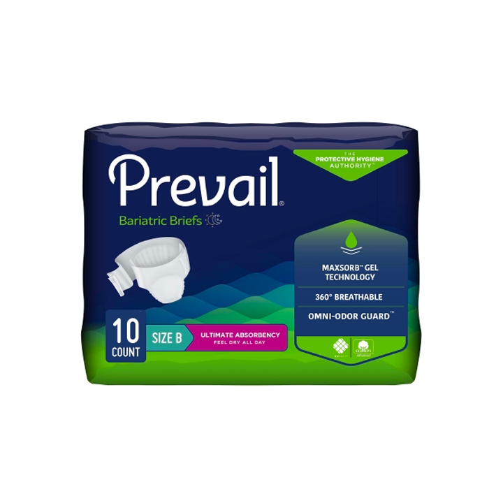 Prevail® Unisex Adult Brief - Bariatric Size B Disposable Heavy Absorb ...