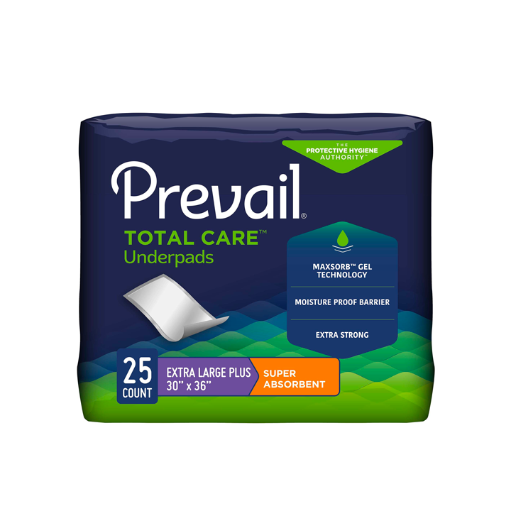 Prevail® Disposable Underpad Total Care™ 30 X 36 Inch Heavy Absorbency ...
