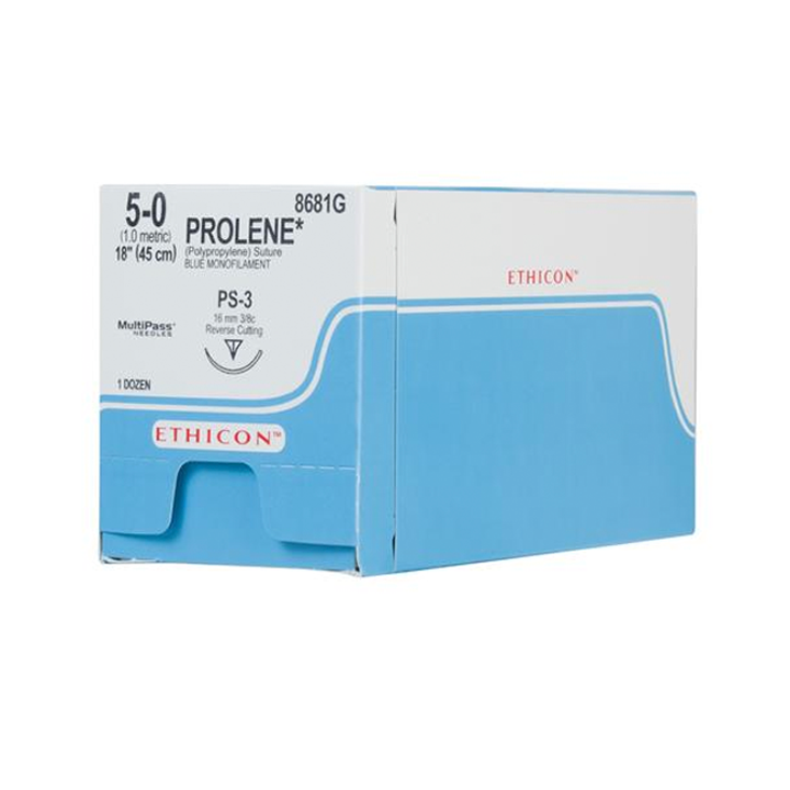 Ethicon 8681G Sutures 5-0 PROLENE blue PS-3 18'' 12/Box – Bondi Medical Supplies Inc