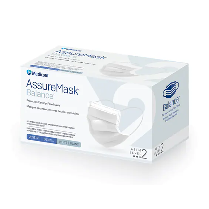Medicom® AssureMask® Balance™ Earloop Mask, Level 2 White, Case of 500 ...