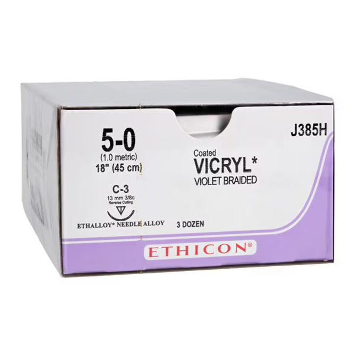 Ethicon J385H Sutures 5-0 Coated VICRYL Violet C-3 18'' 36/Box – Bondi ...