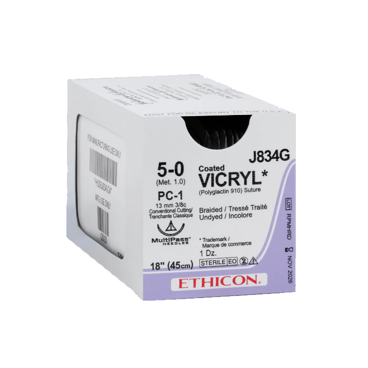 Ethicon VCP834G Sutures 5-0 Coated VICRYL Undyed PC-1 18'' 12/Box ...