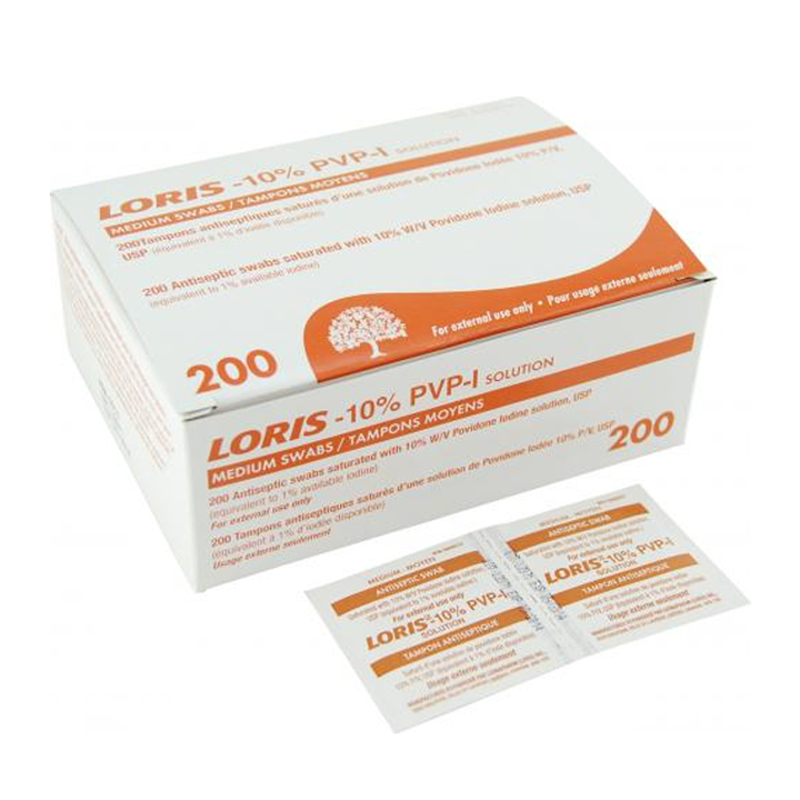 Loris 10% PVP-Iodine Swabs USP 200/Box – Bondi Medical Supplies Inc