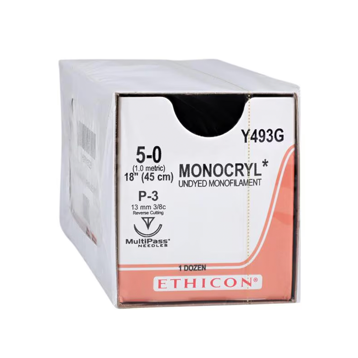 Ethicon Y493G Sutures 5-0 MONOCRYL® undyed P-3 18'' 12/Box – Bondi ...